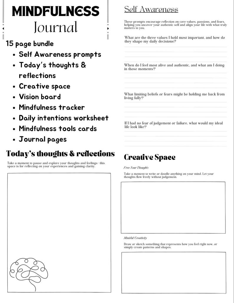 Mindfulness Journal | Mindfulness Worksheets | Self-awareness ...