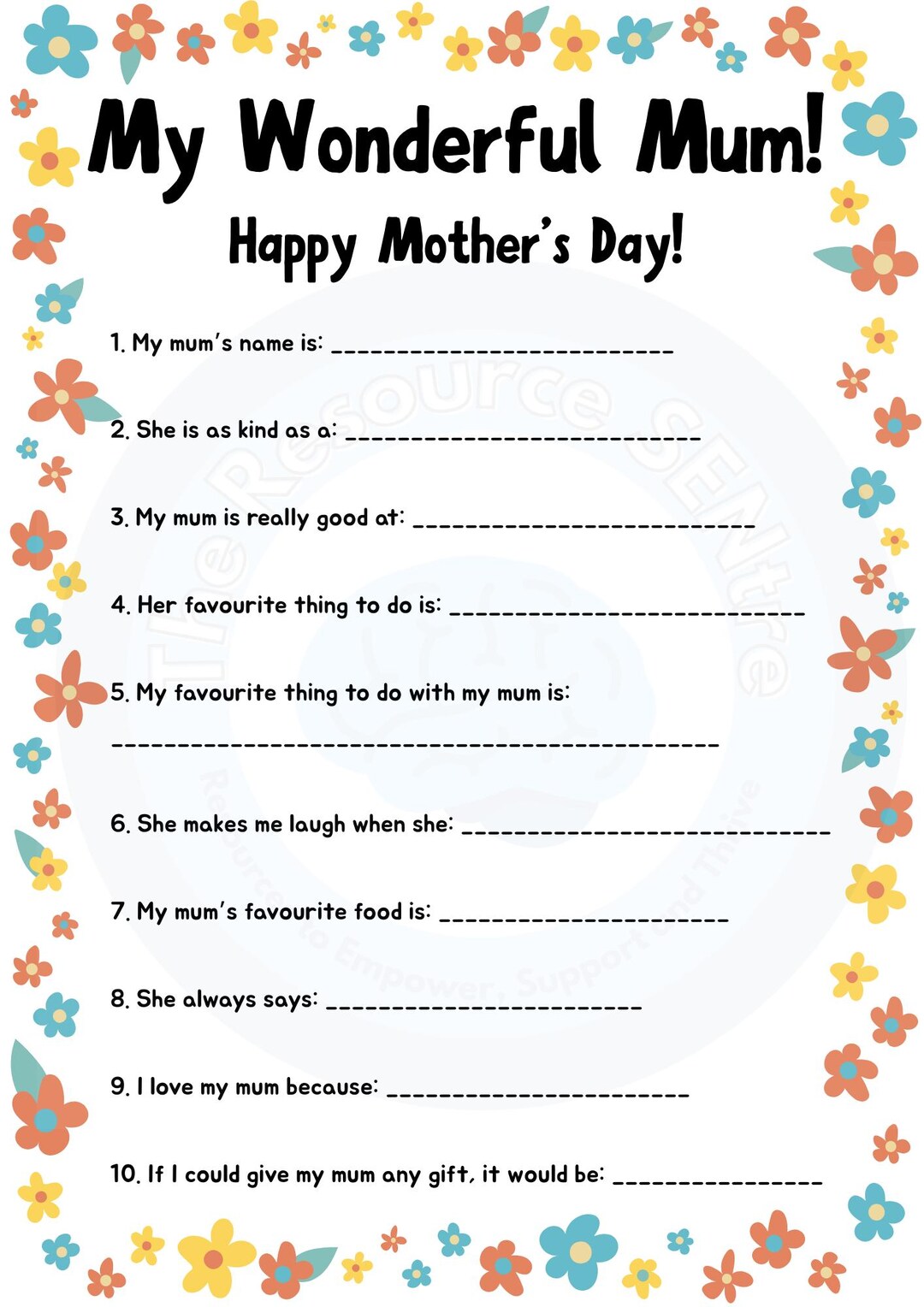 Mother’s Day Quiz | All About My Mum | Fun Mother’s Day Activity for ...