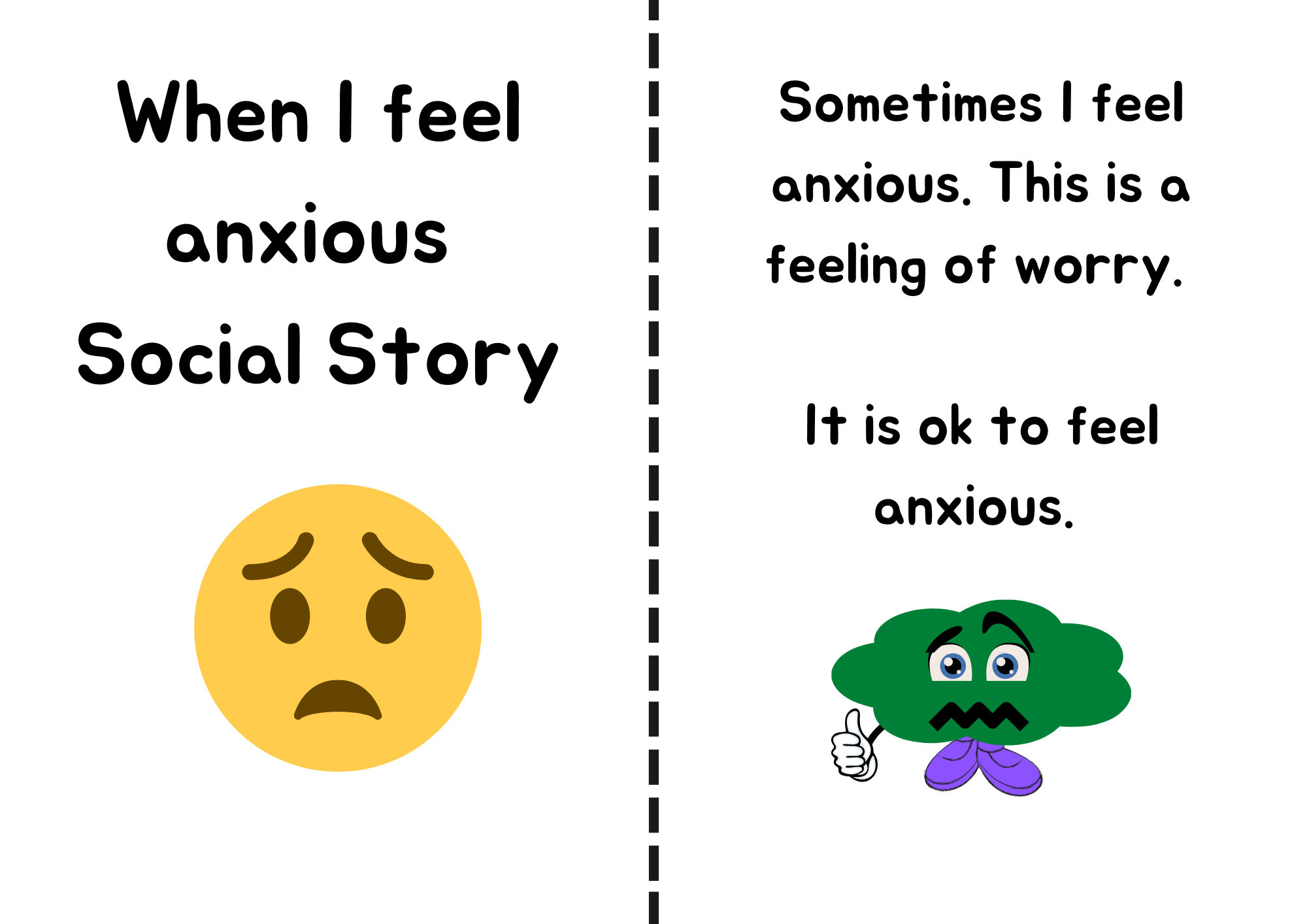 Feeling Anxious Worried Social Story - Etsy