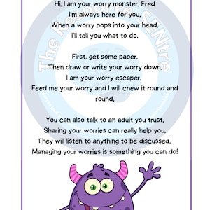 The Worry Monster Poem - Etsy