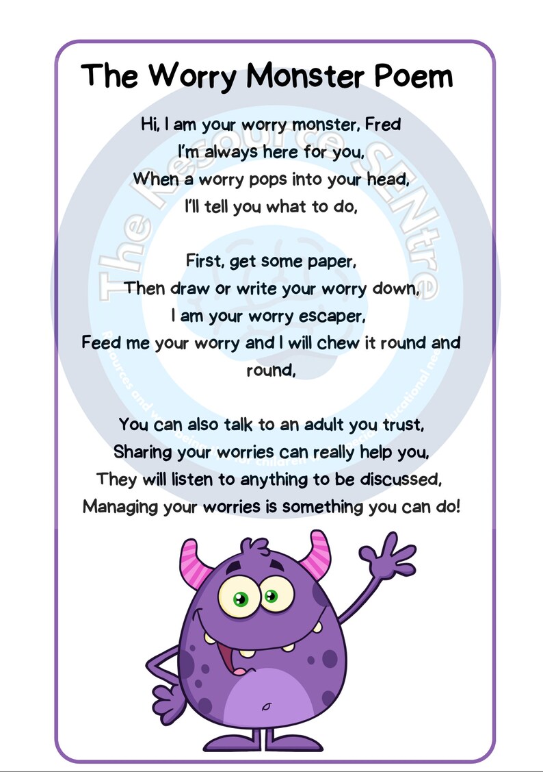 The Worry Monster Poem - Etsy