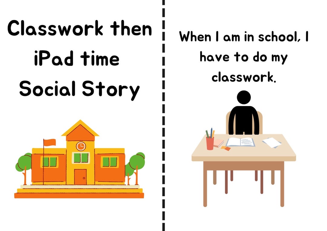 Classwork Then iPad Social Story | Completing Classwork First Social ...