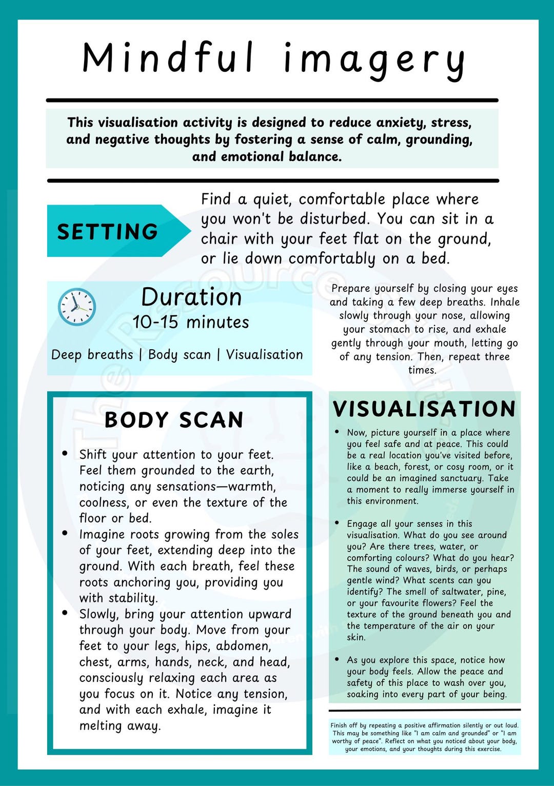 Mindful Imagery | Mindful Imagery Print | Visualisation | Body Scan - Etsy
