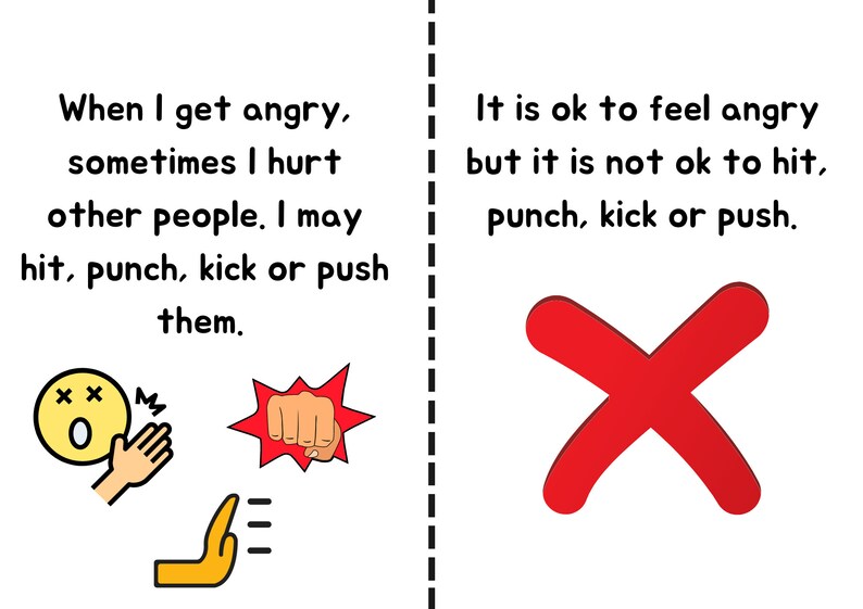 Hurtful Behaviour Social Story | Hitting Punching Kicking Pushing ...