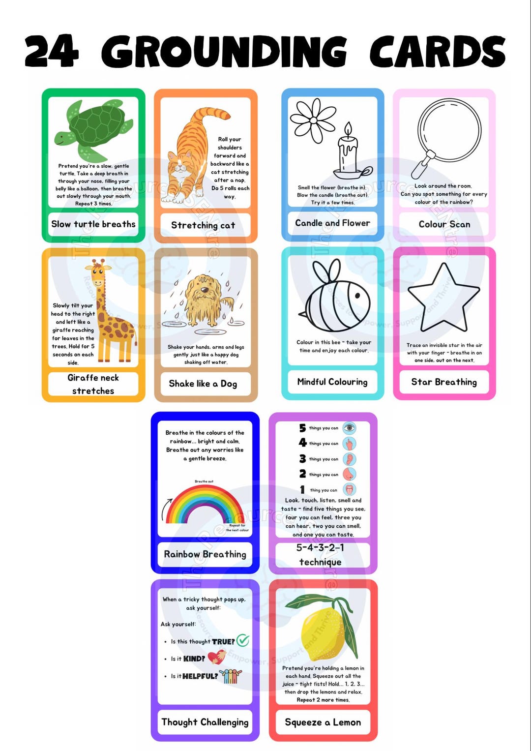 Grounding Cards | Anxiety and Mindfulness Activities | Calm Cards ...