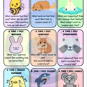 Printable Emotion Reflection Cards for Kids | Positive & Challenging ...