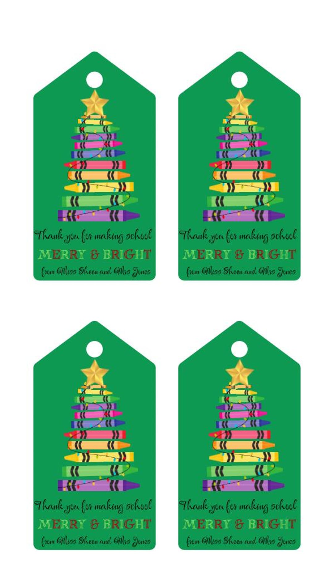 Personalised Class Christmas Gift Tags Christmas Gift Tags for Class ...