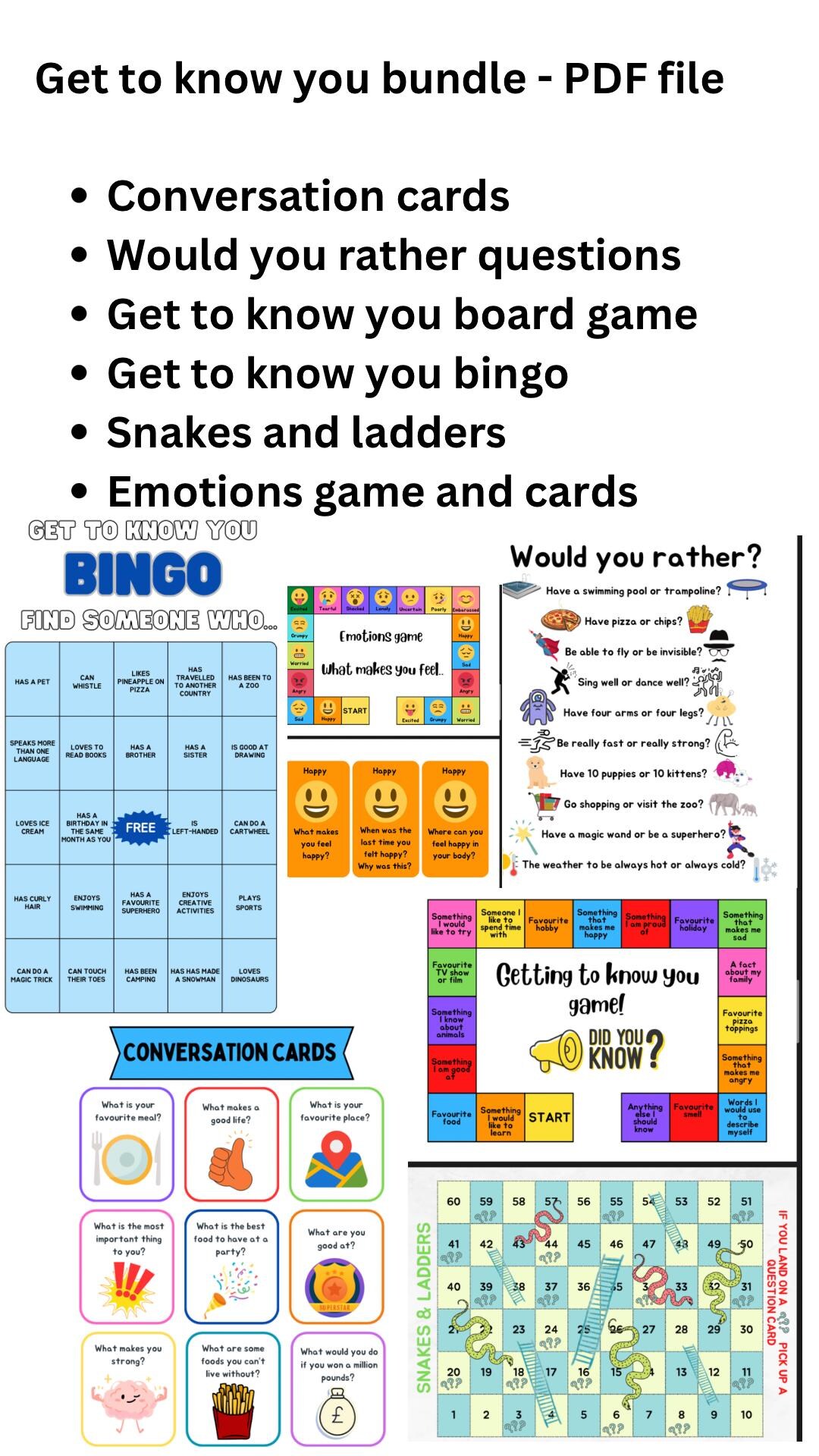Children Icebreaker Questions Bundle | Get to Know You Activities ...
