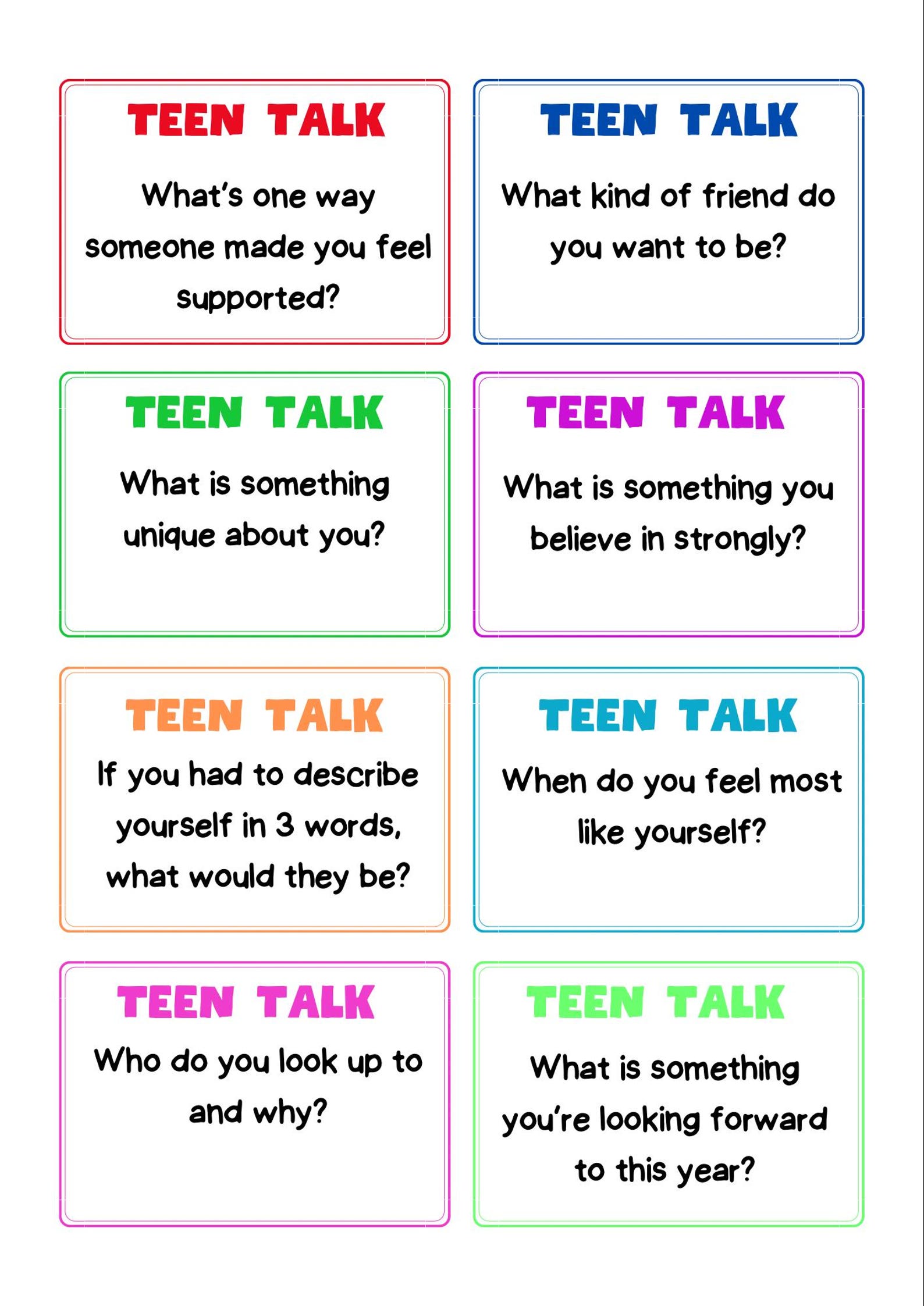 Teen Therapy Question Cards: Conversation Starters - Etsy