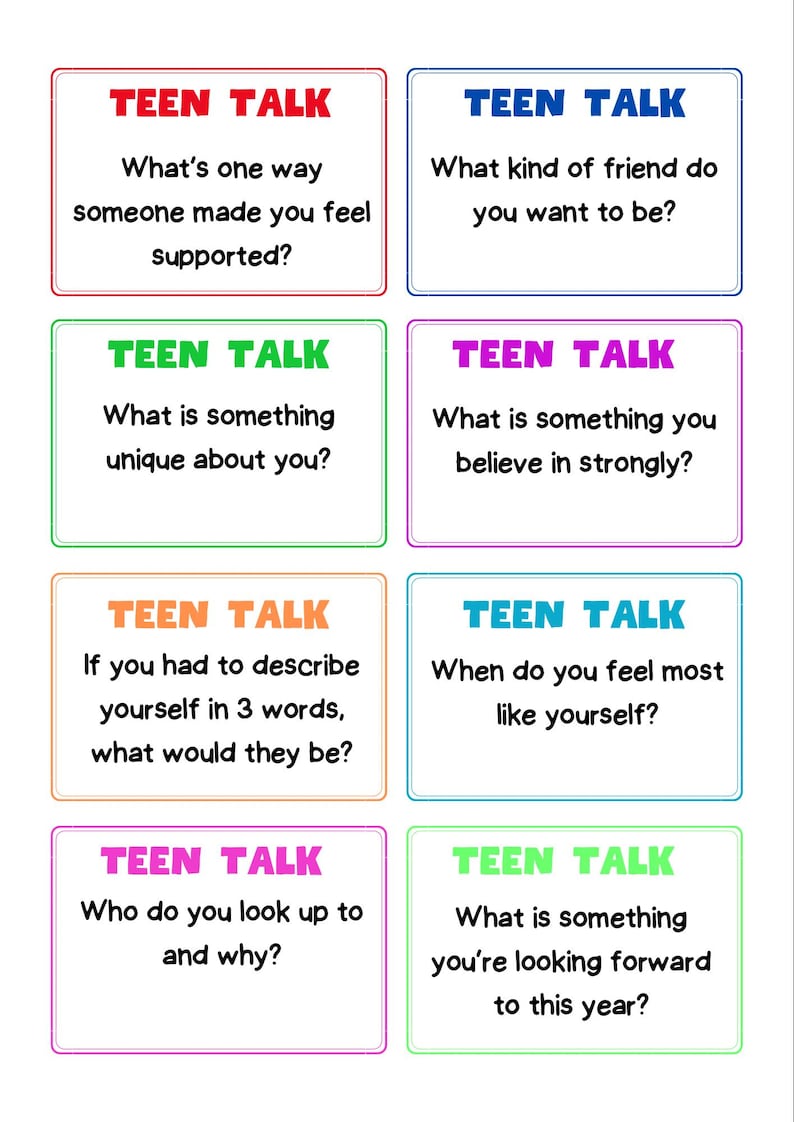 Teen Therapy Question Cards: Conversation Starters - Etsy