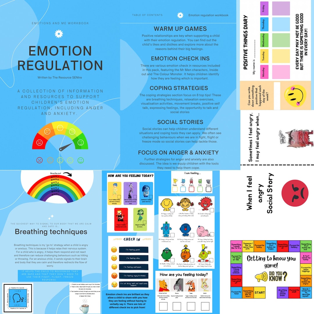 Emotion Regulation Workbook | Strategies for Big Feelings Anger and ...