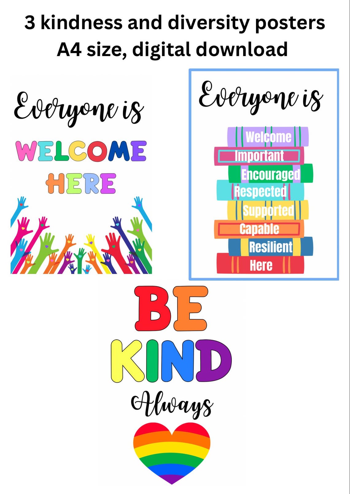 Kindness and Diversity School Posters - Etsy