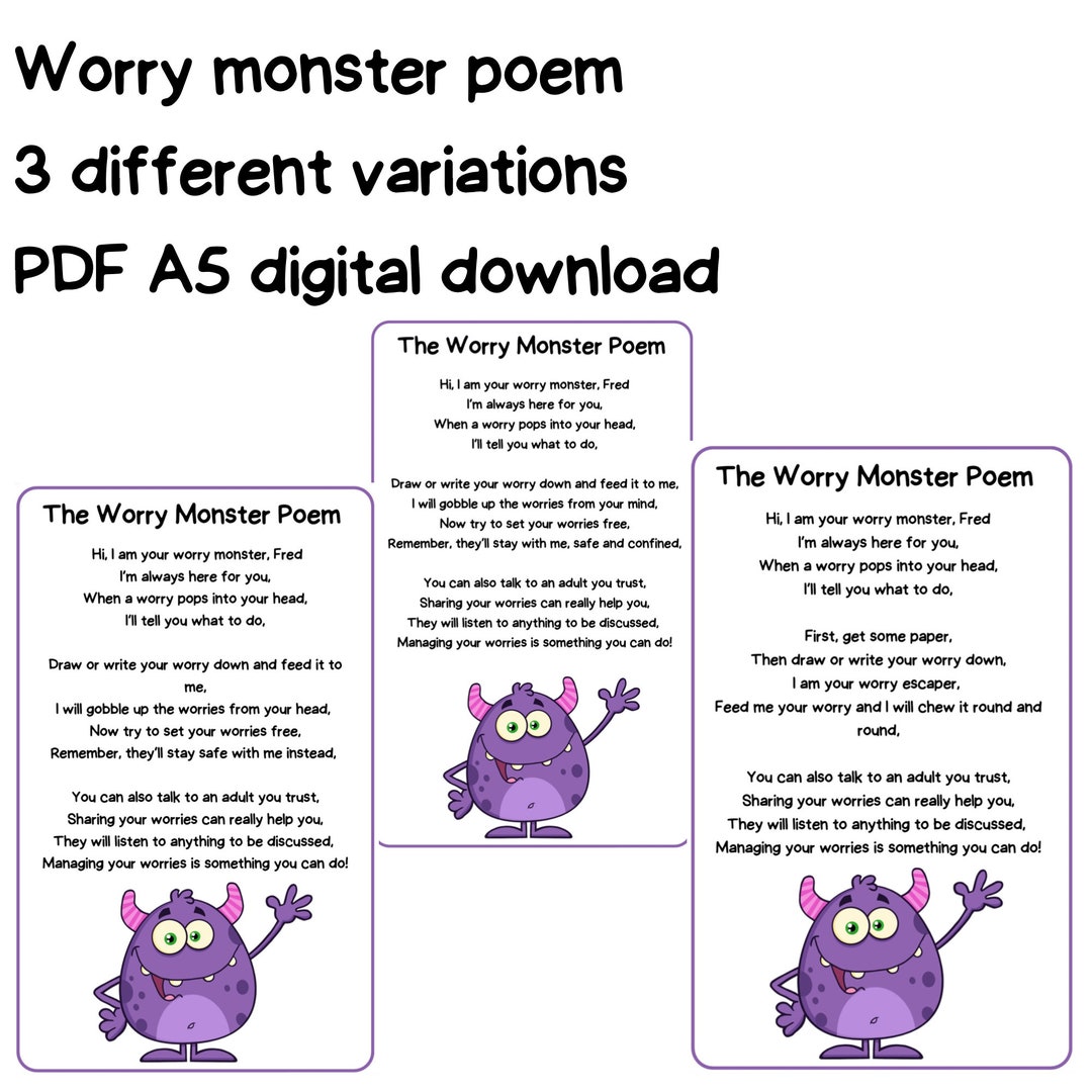 The Worry Monster Poem - Etsy