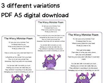 Worry Monster Poem - Etsy