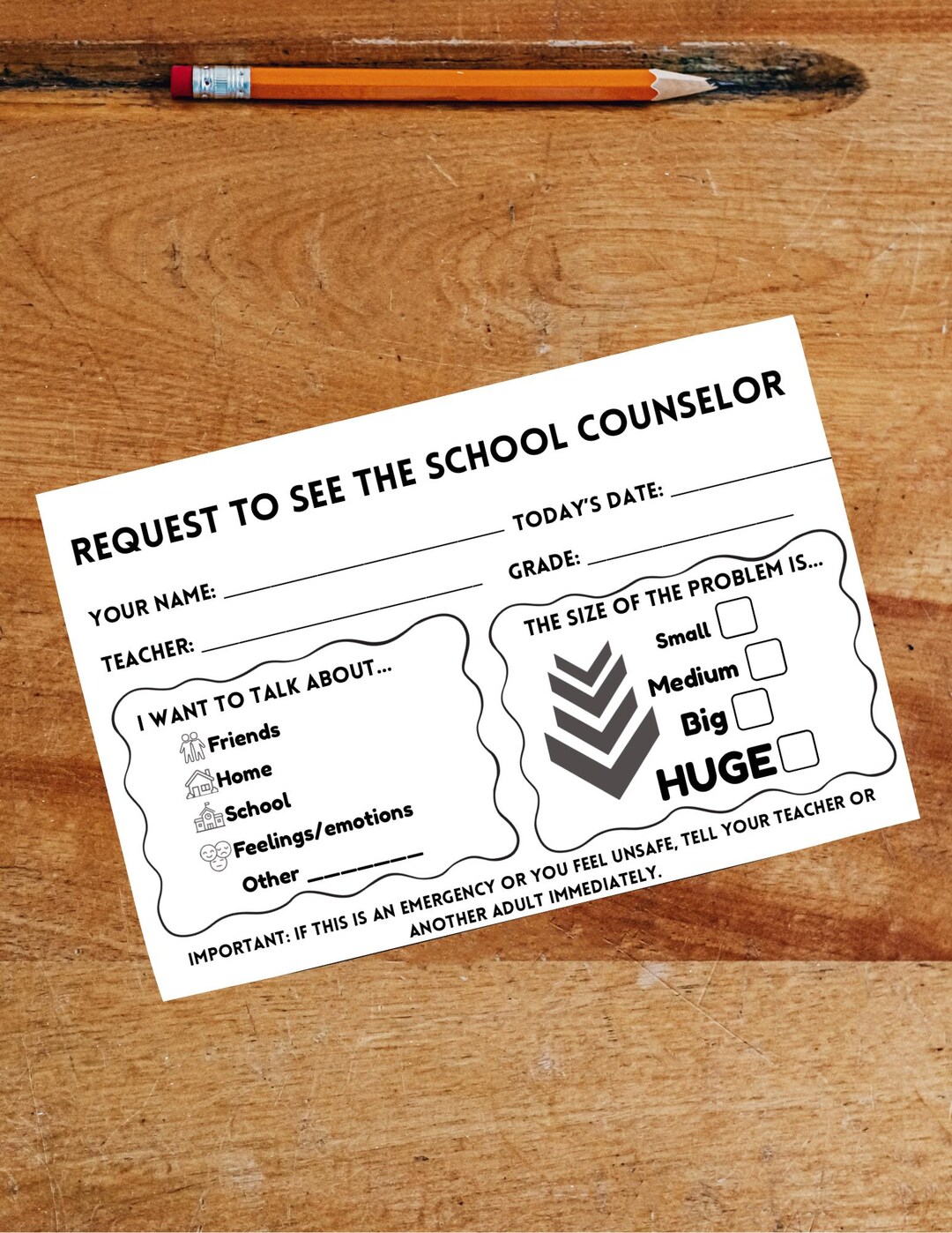 School Counselor Request Form: Printable Student Support Slip (PDF File ...
