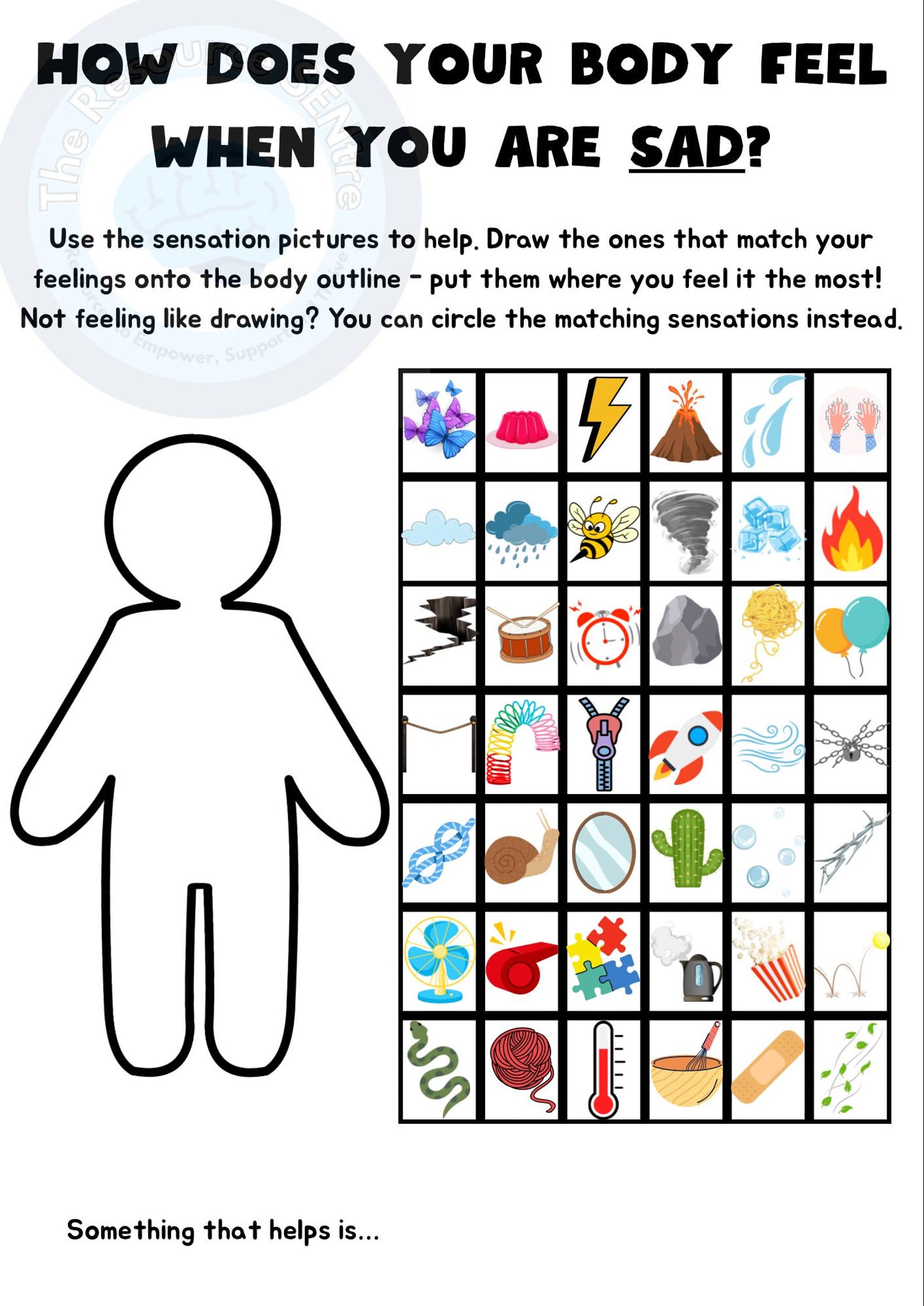 Emotions Physical Feelings Bundle | Body Sensation Check-in Worksheets ...