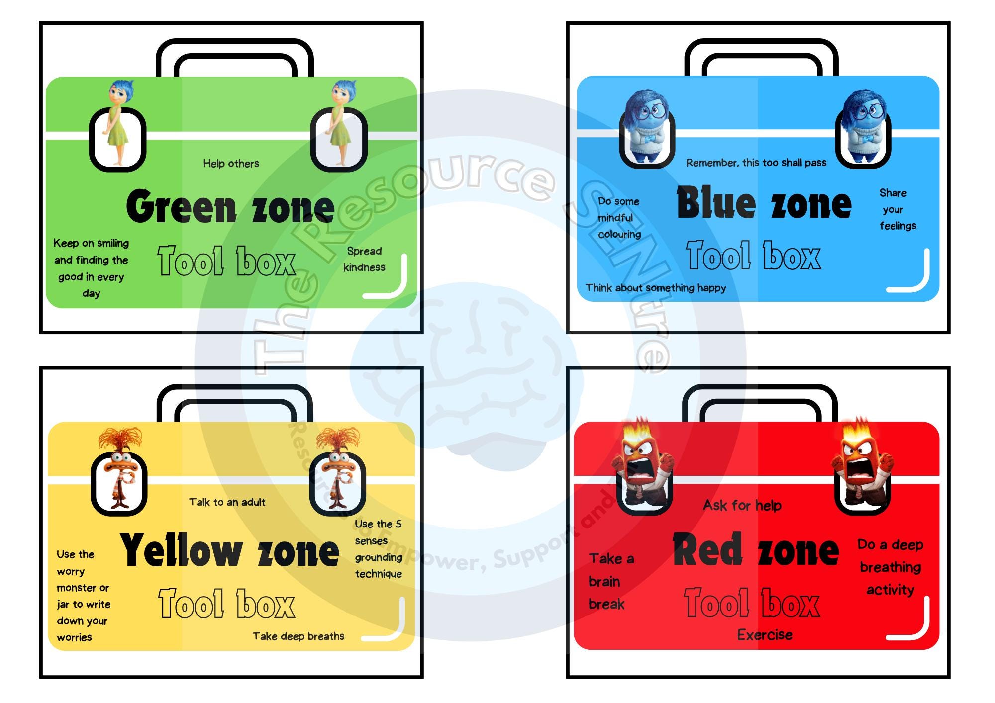 Inside Out 2 Zones of Regulation Lanyard Cards (digital Download ...