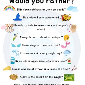 Children Icebreaker Questions Would You Rather Game Would You Rather ...