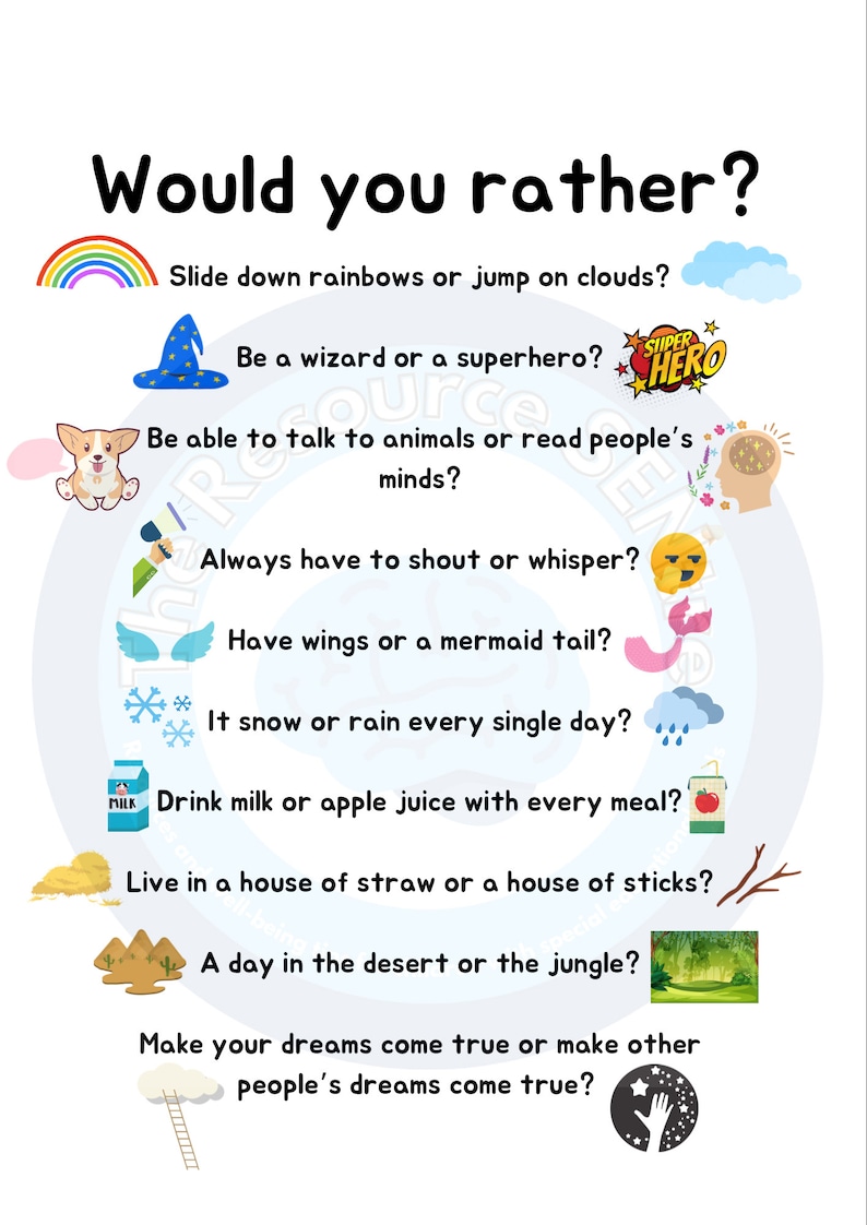Children's 'would You Rather' Icebreaker Game - Etsy