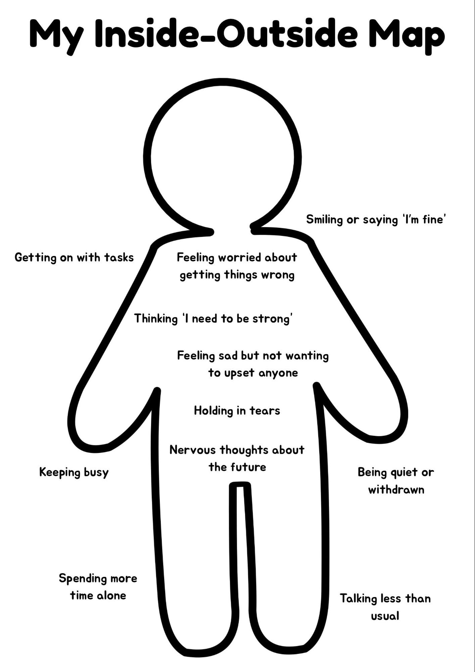 Inside Outside Feelings Map | Printable Emotional Awareness Worksheet ...
