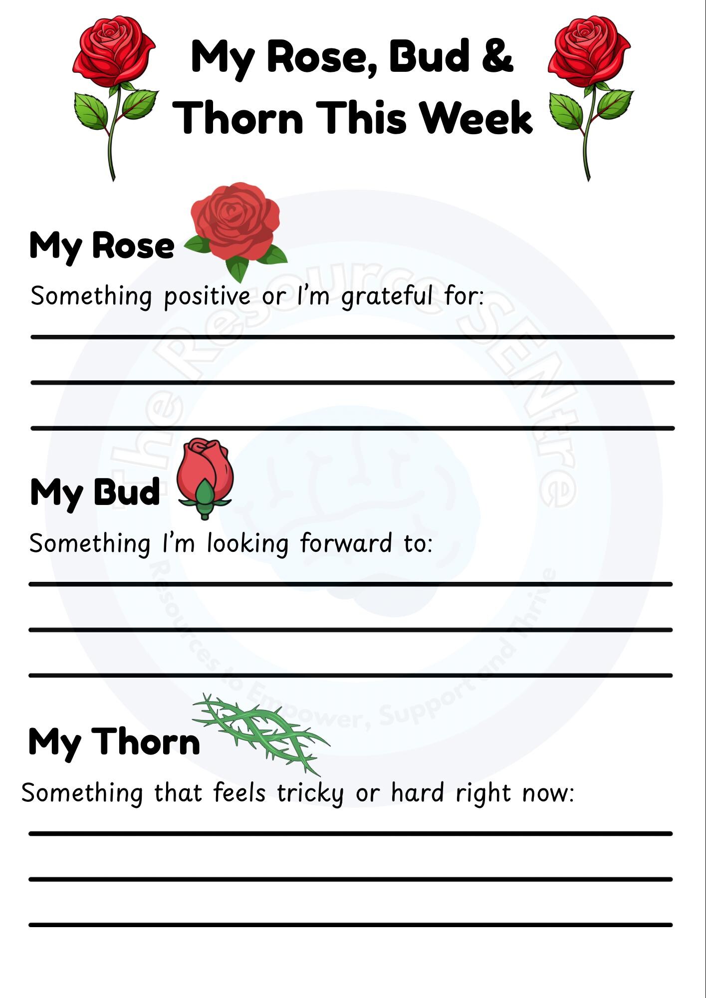 Weekly Reflection Worksheet | Rose, Bud & Thorn Journal - Etsy