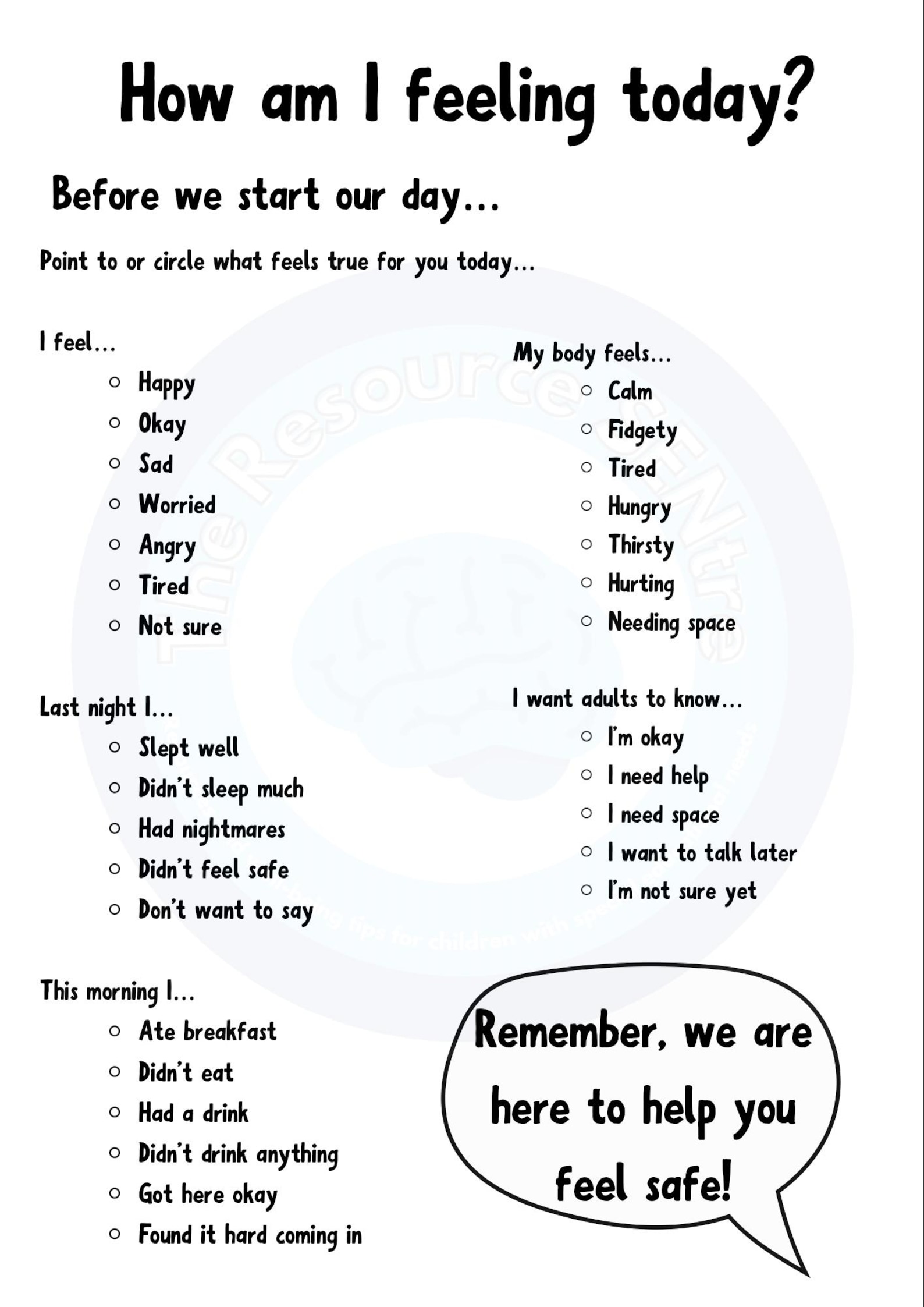 Teen Self Check-in: Emotion Regulation, Wellbeing (printable PDF) - Etsy