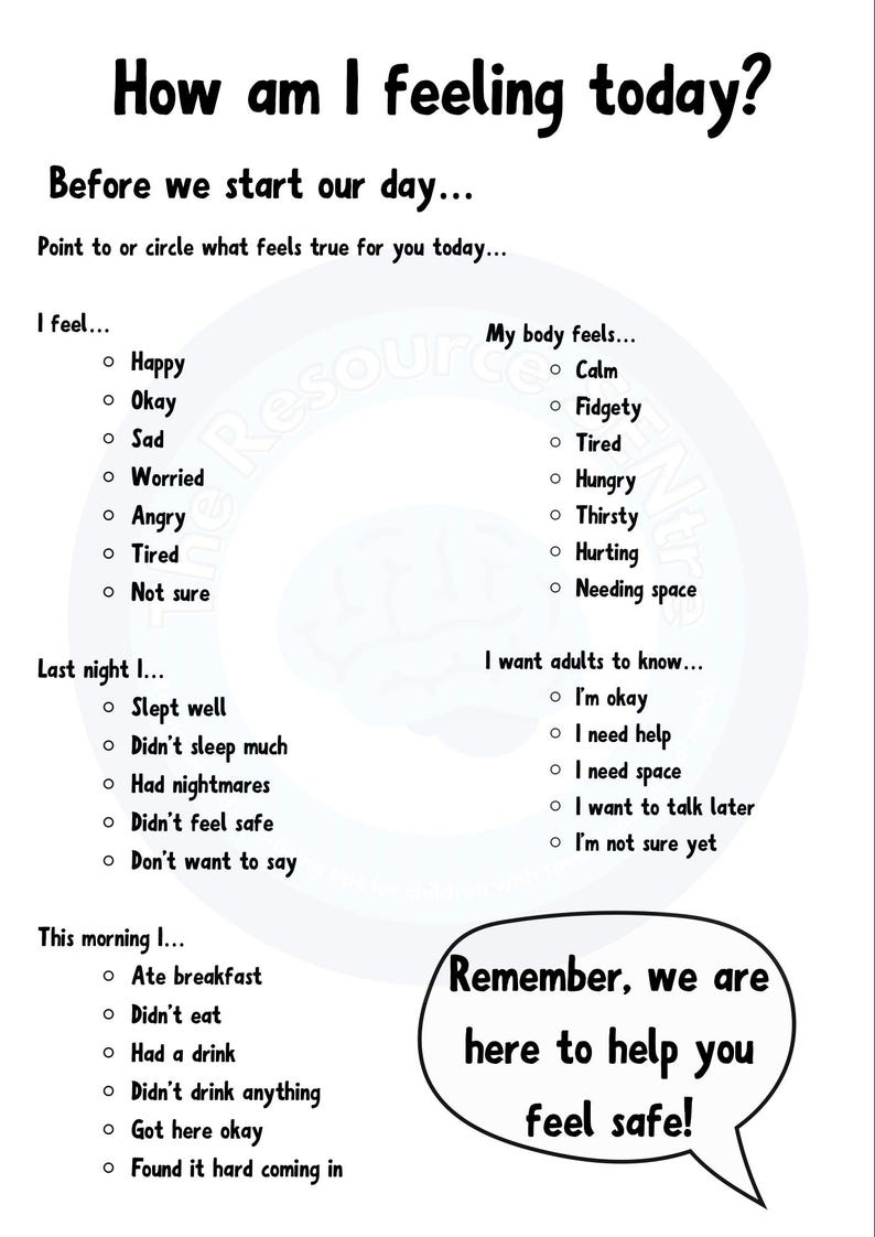 Teen Self Check-in: Emotion Regulation, Wellbeing (printable PDF) - Etsy