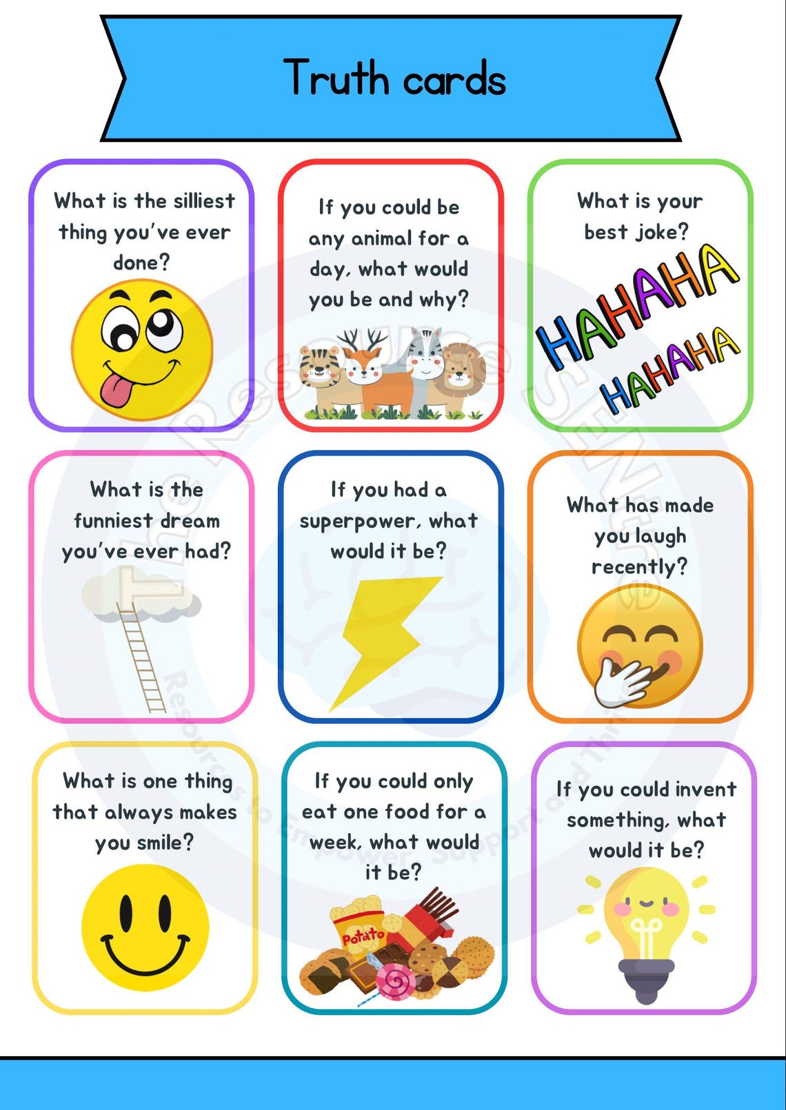 Children Icebreaker Questions | Children Truth or Dare Cards | Children ...