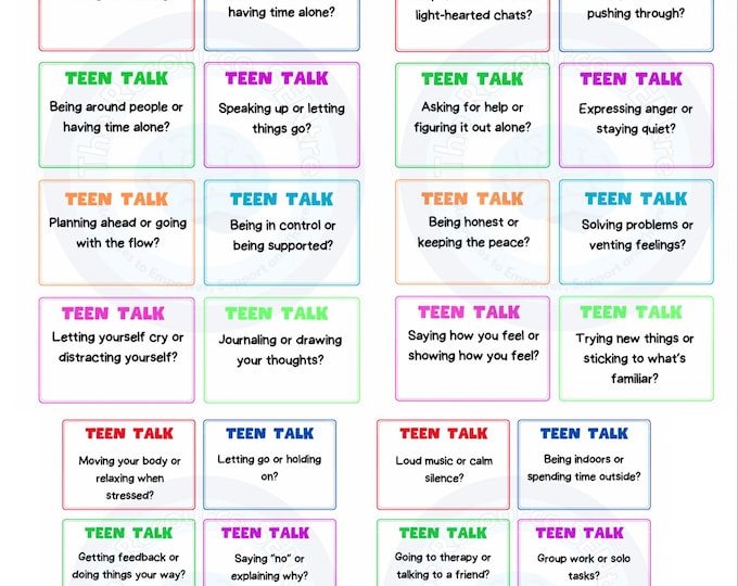 This or That Therapy Game for Teens | Mental Health Question Cards ...