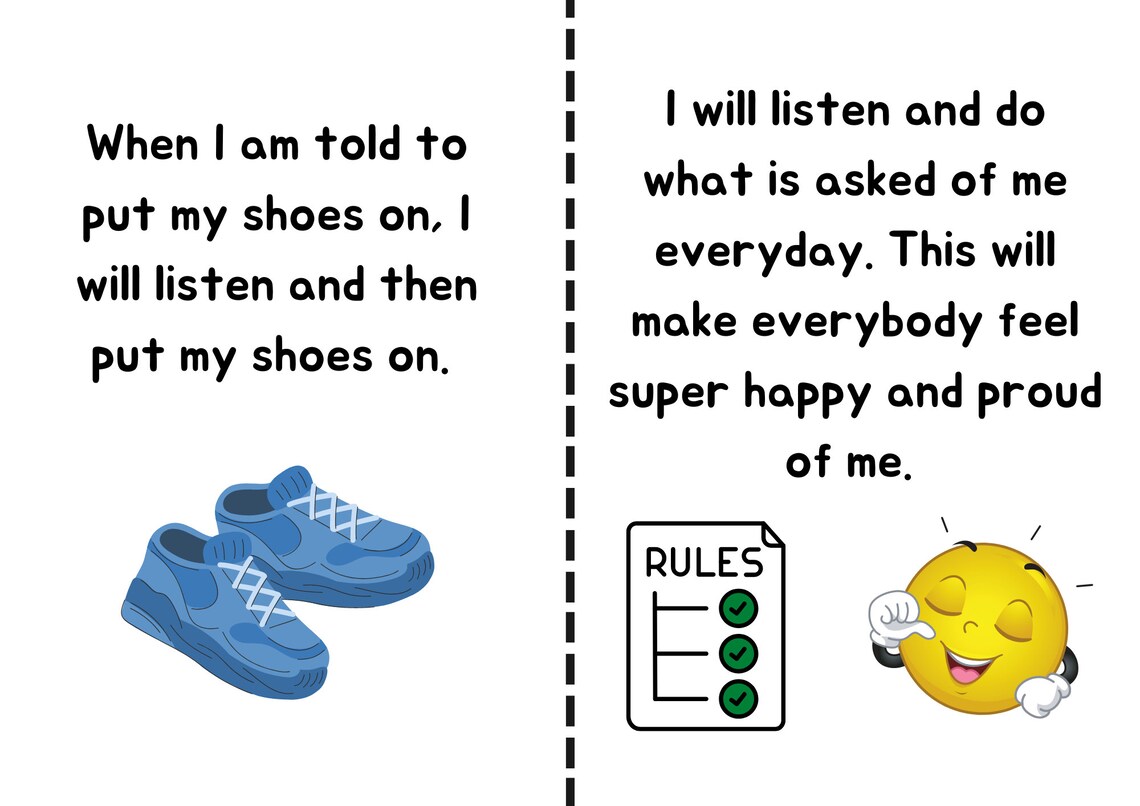 Behaviour and Listening Social Story Following Instructions - Etsy