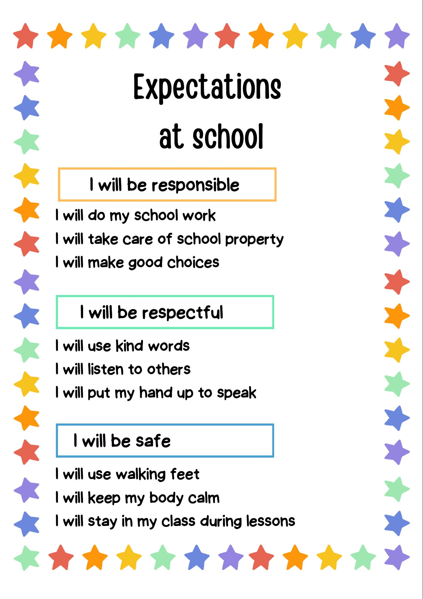 Behaviour Rules Poster, Expectations at School Poster, School Rules - Etsy