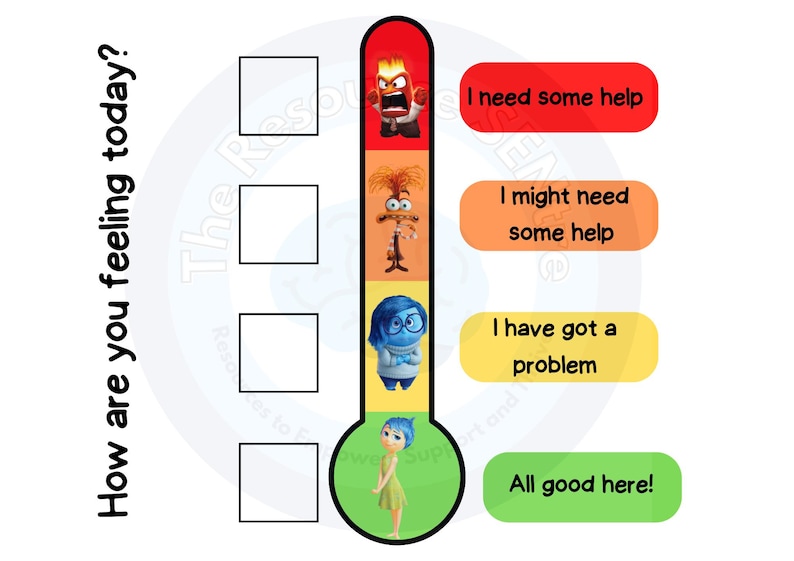 Inside Out 2 Emotion Check in | Inside Out 2 Feelings Thermometer - Etsy