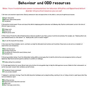 Behaviour Resources Bundle | Oppositional Defiant Disorder Strategies ...