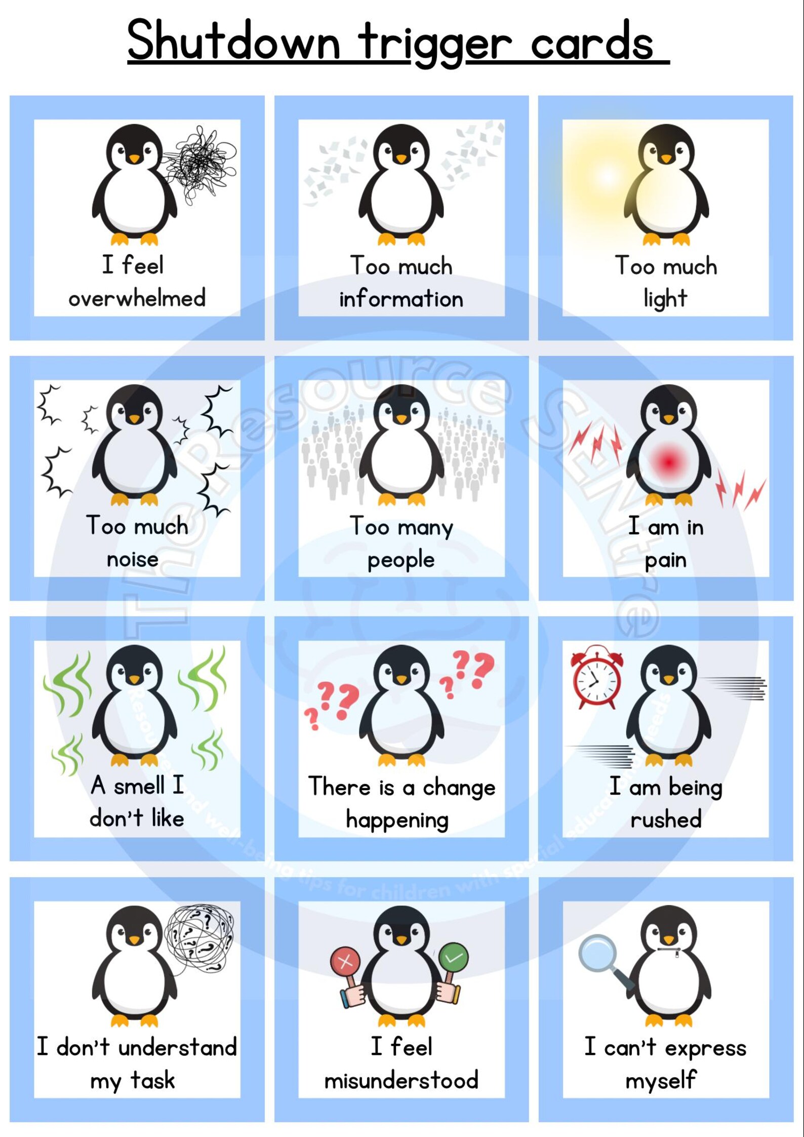 Autism Communication Cards: Shutdown Triggers & Needs - PDF File - Etsy