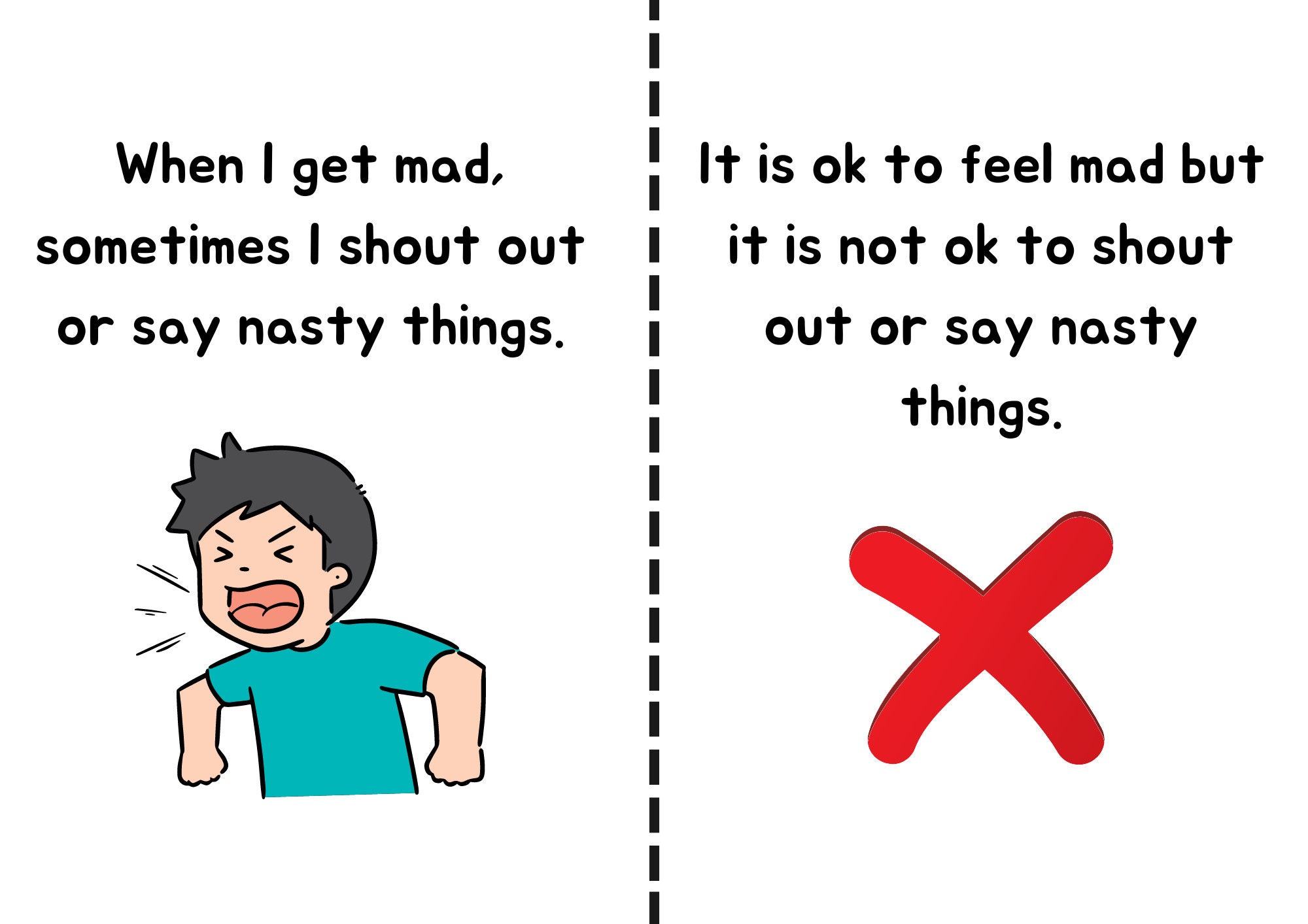 Being Polite Social Story No Shouting or Saying Nasty Things Children ...