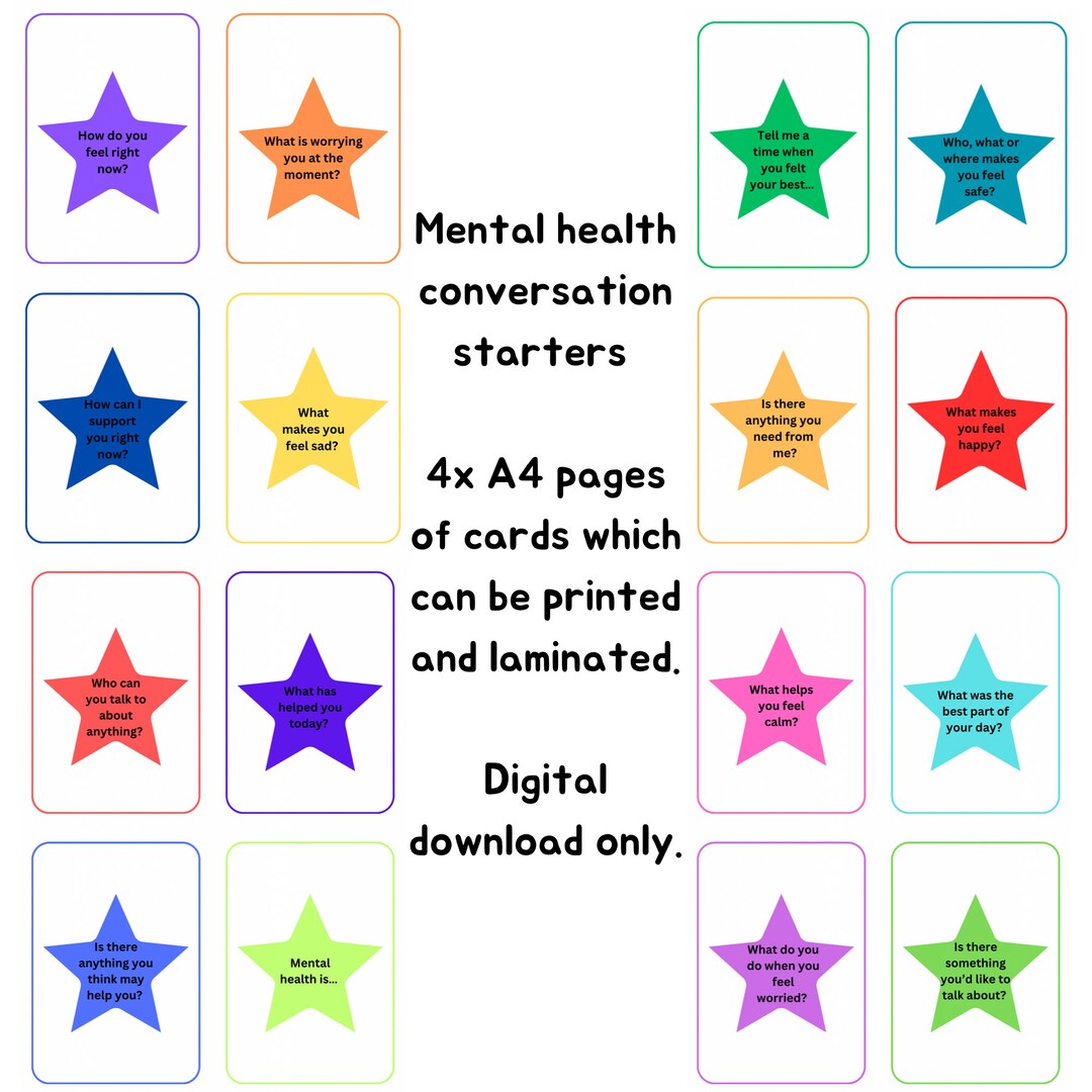 Conversation Starters | Mental Health Conversation Cards | Icebreaker ...