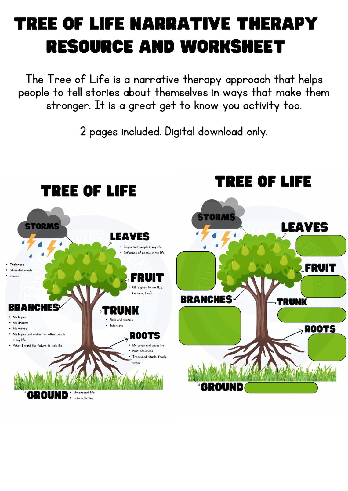 Tree of Life Narrative Therapy Worksheet (digital Download) - Etsy