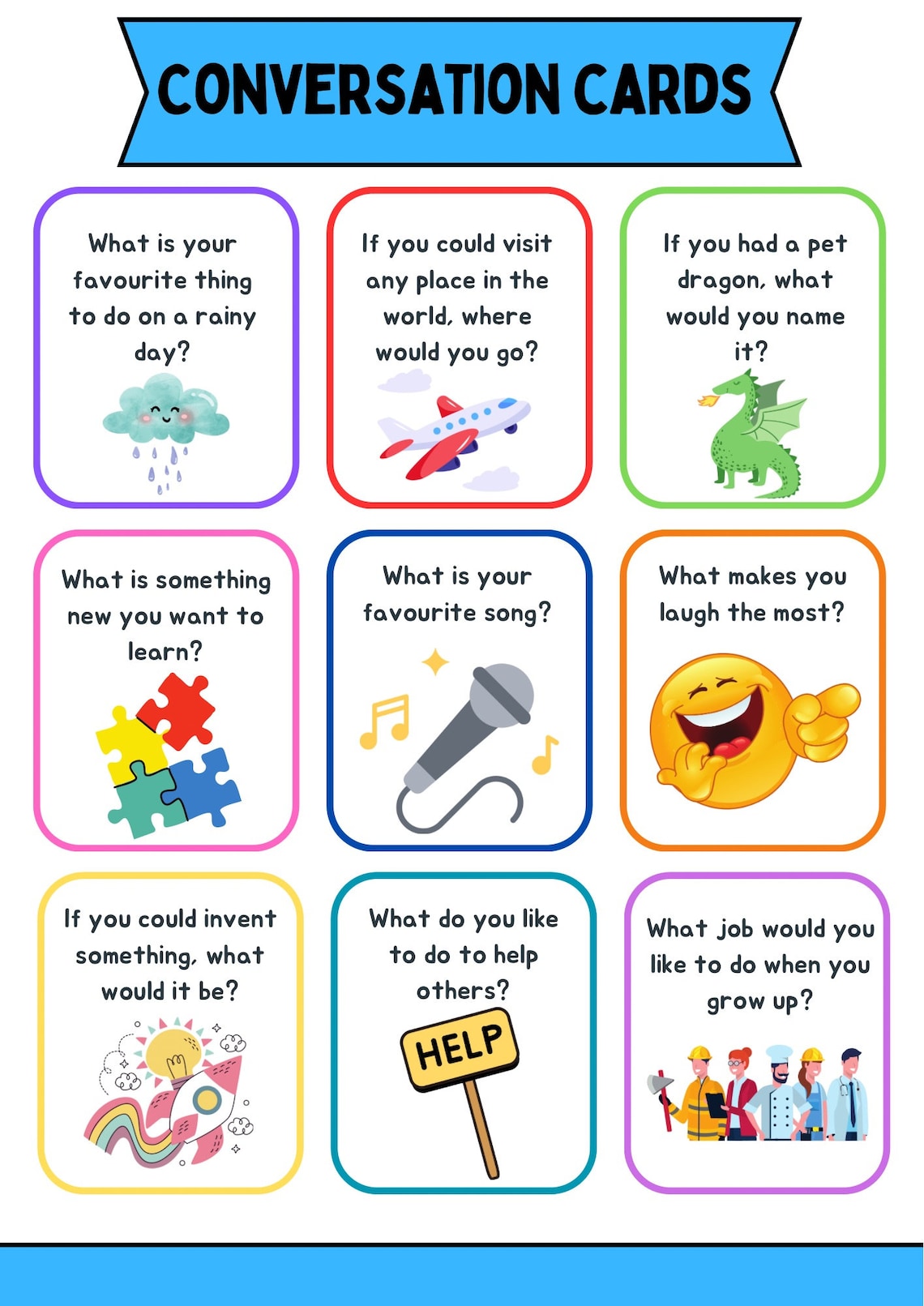Children Icebreaker Questions | Children Conversation Cards | Get to ...