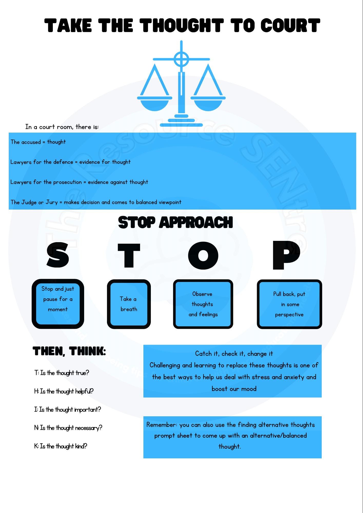 Thought Challenging Worksheets | Cognitive Restructuring | Cognitive ...