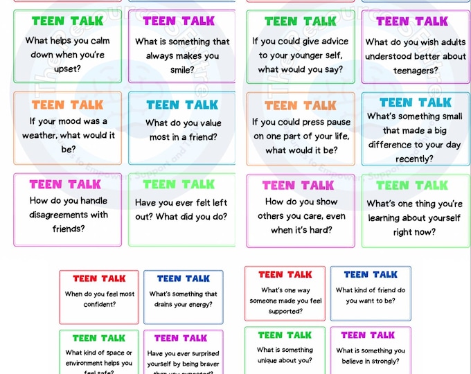 Teen Therapy Question Cards: Conversation Starters - Etsy