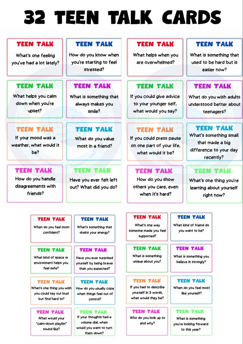 Teen Therapy Question Cards: Conversation Starters - Etsy