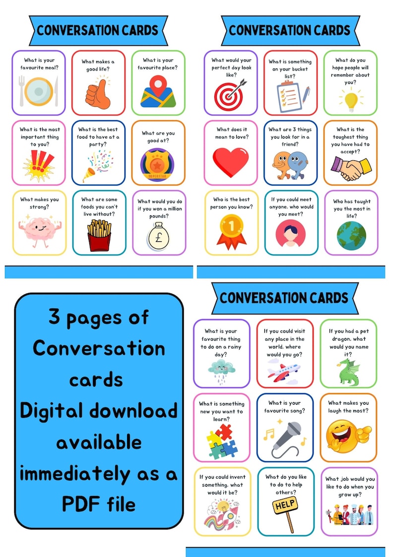 Children Icebreaker Questions | Children Conversation Cards | Get to ...