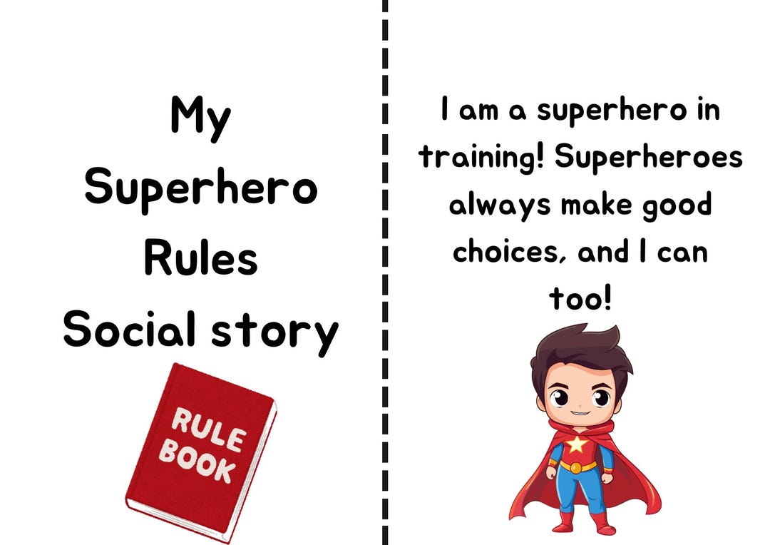 Superhero Social Story | Hands to Yourself, Use Your Words & Lining up ...