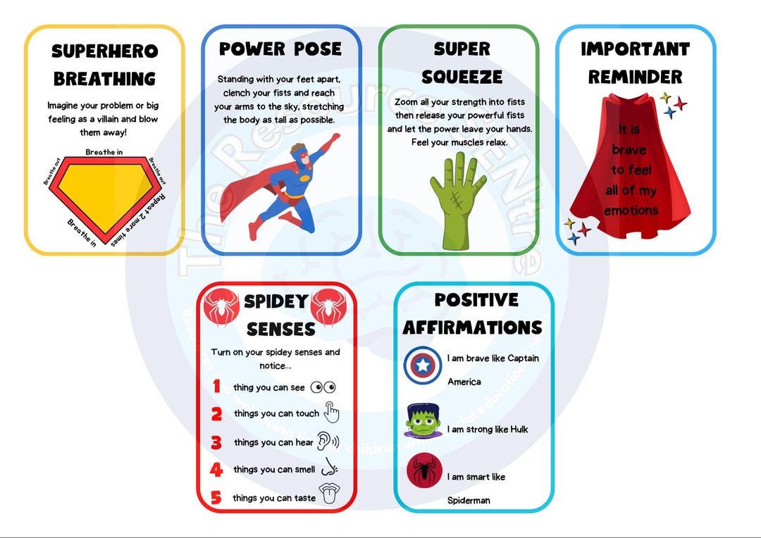 Superhero Coping Cards | Superhero Emotion Regulation | Superhero Calm ...