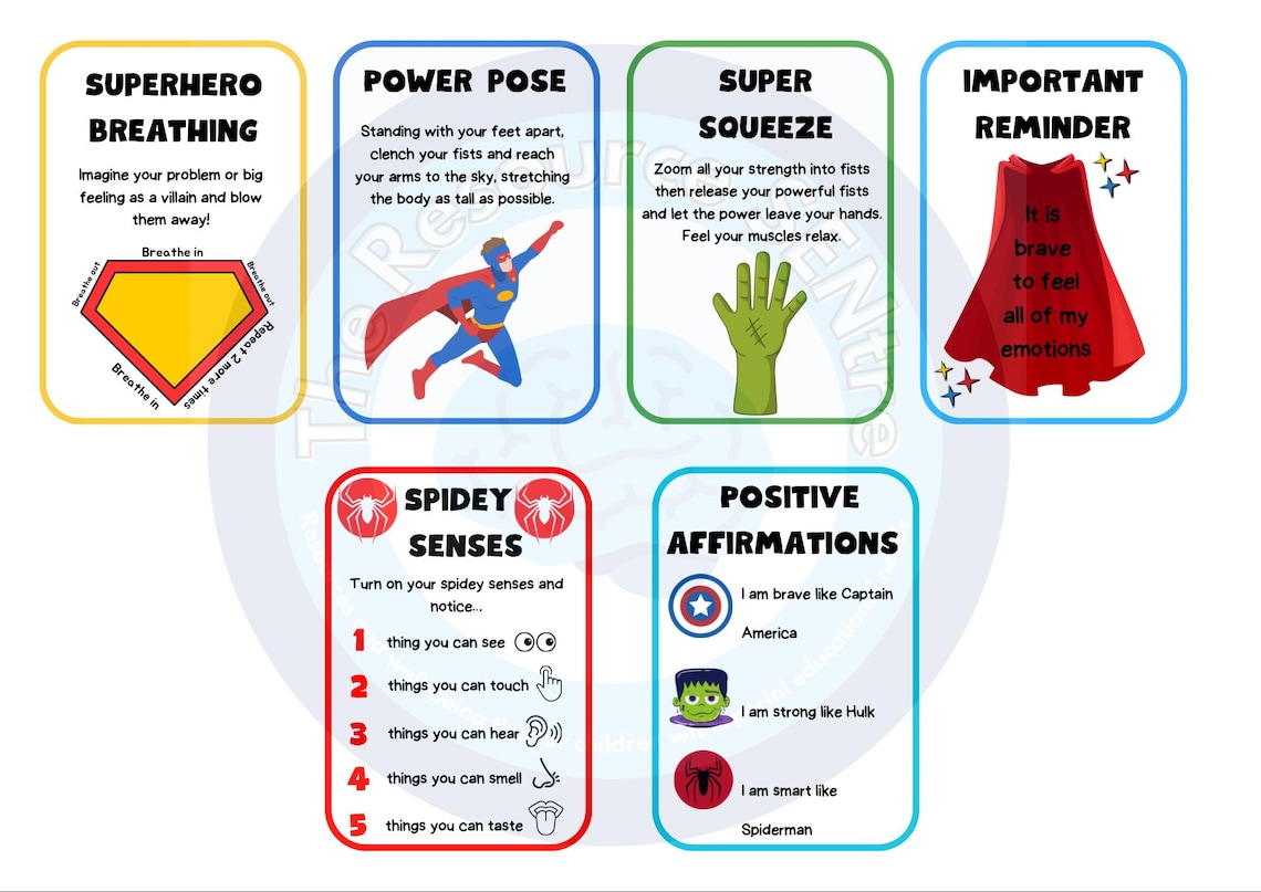 Superhero Coping Cards | Superhero Emotion Regulation | Superhero Calm ...