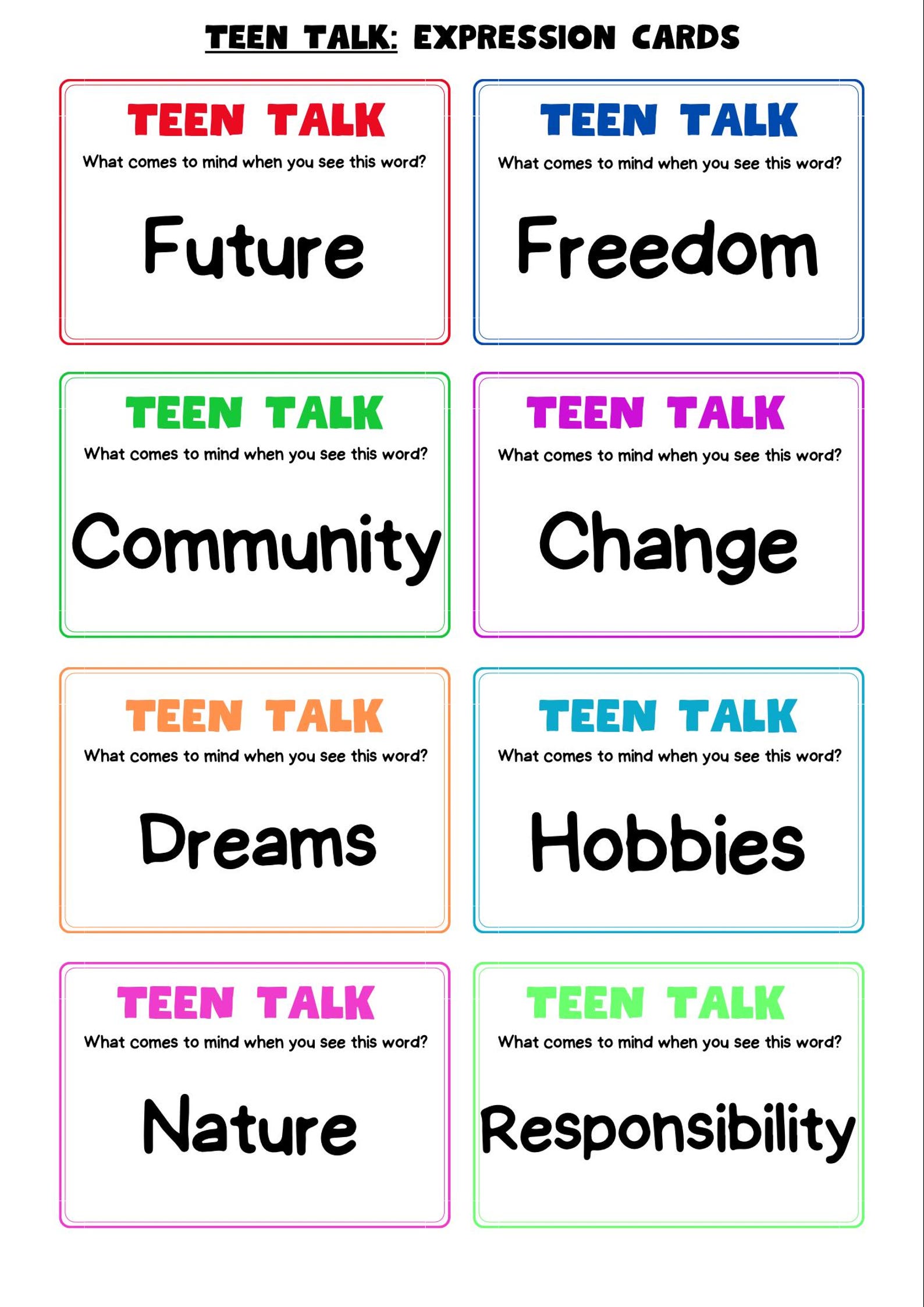 Teen Therapy Question Cards: Expression Prompts (digital PDF) - Etsy
