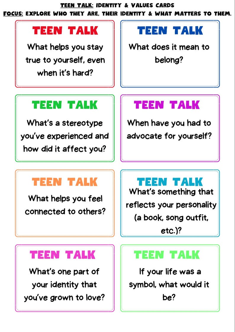 Question Card Bundle Therapy for Teens | Conversation Starters ...