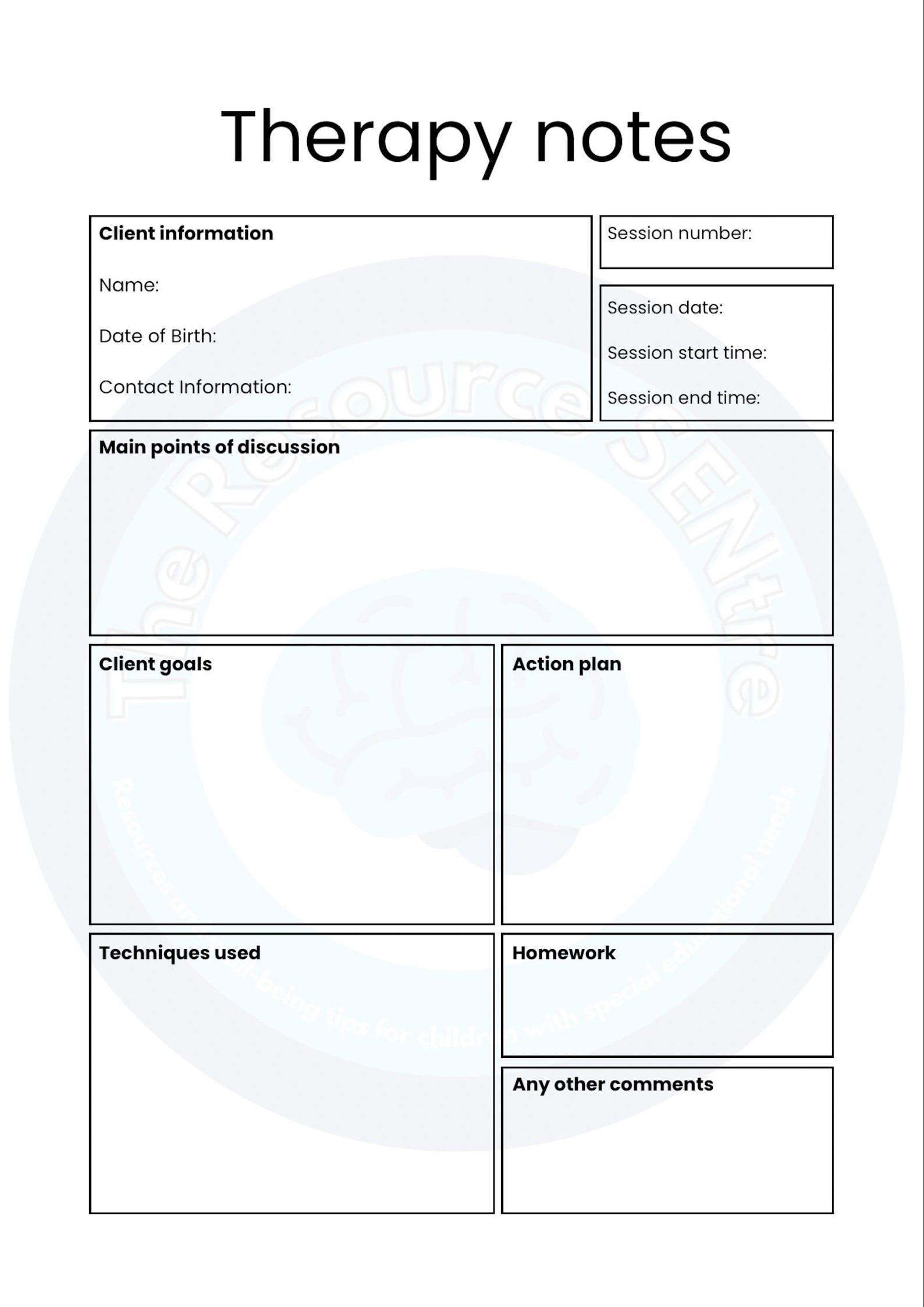 Therapy Notes, Therapist Notes, Therapist Notes Template - Etsy