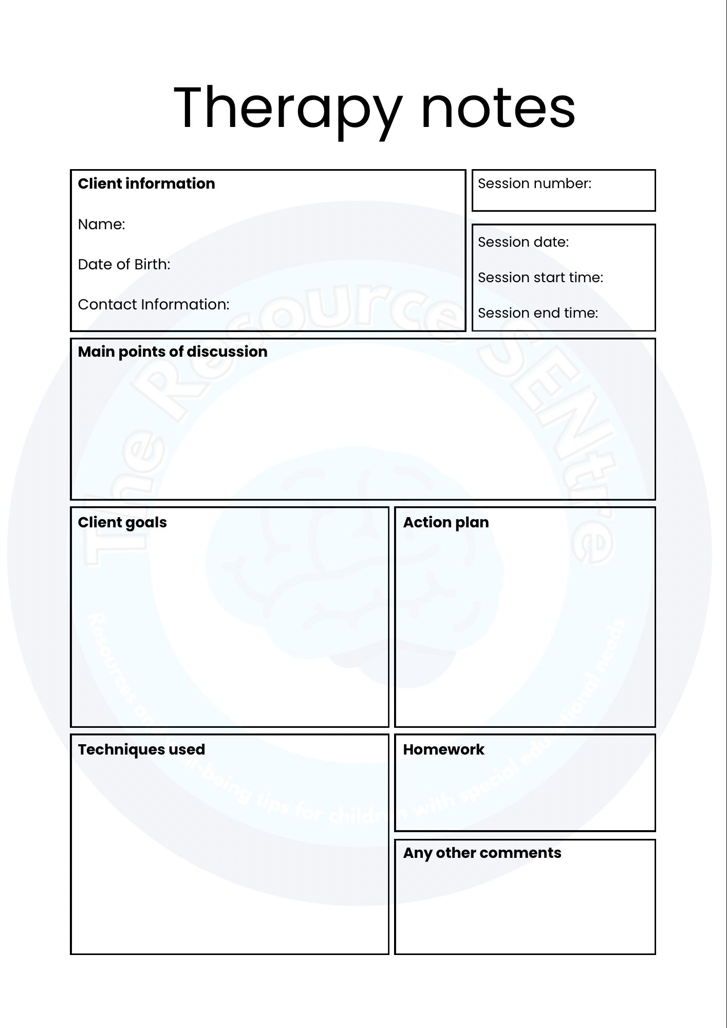 Therapy Notes, Therapist Notes, Therapist Notes Template - Etsy