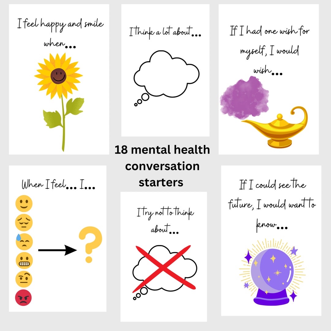 Mental Health Conversation Starters | Children Mental Health Conversation Cards | Icebreaker ...
